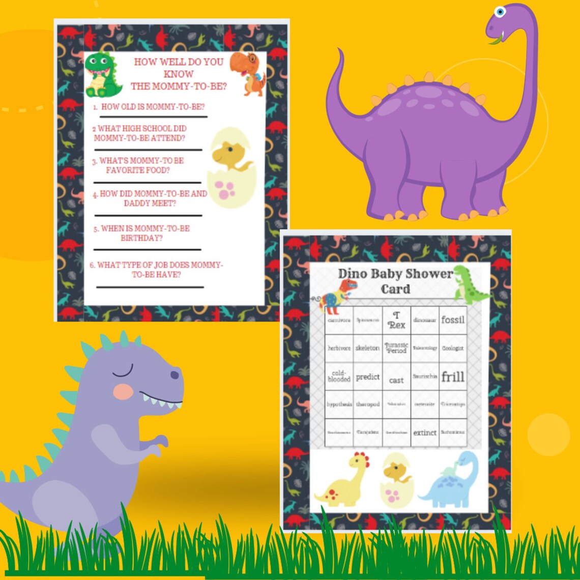 Dinosaur Baby Shower Games , Dinosaur Baby Shower Bundle, Dino Baby ...