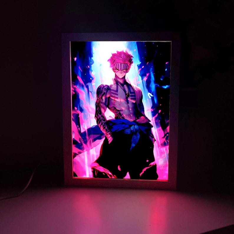 LED Frame Demon Slayer Light-up Painting, Wall Art Light, Wooden Frame ...