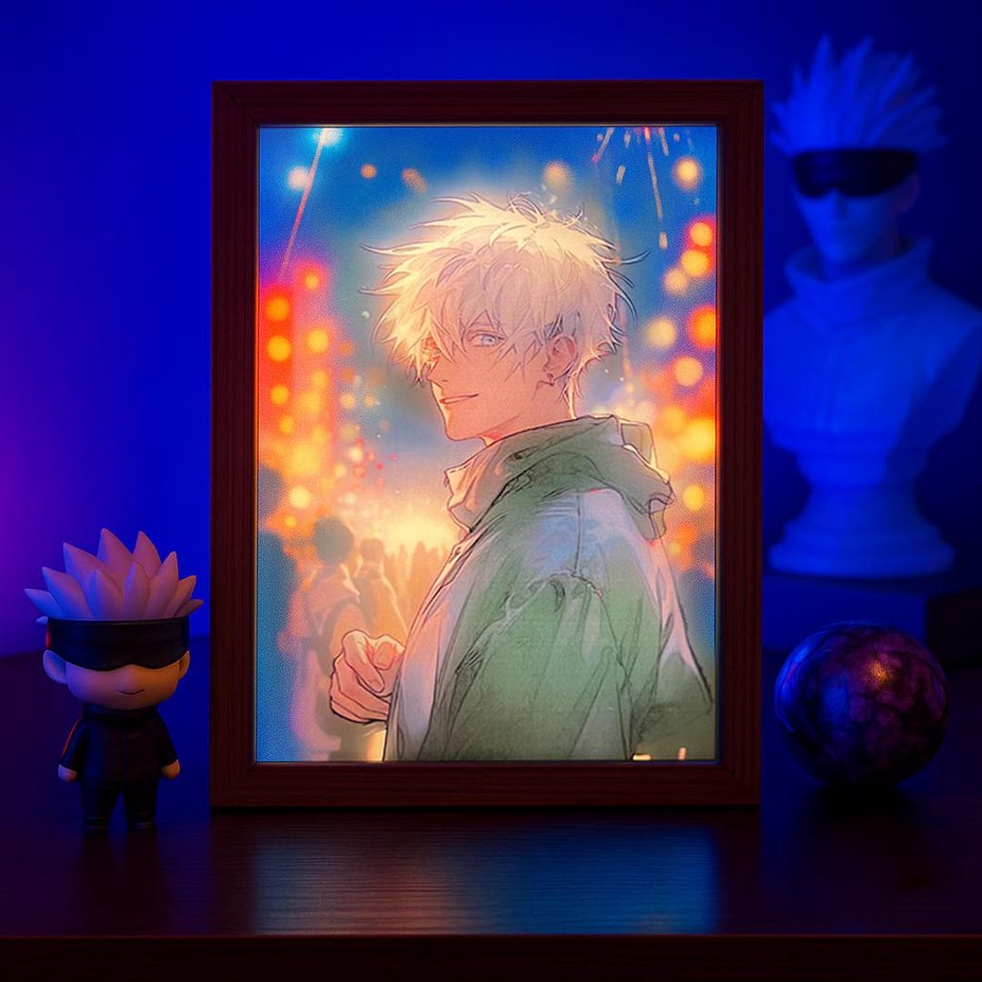 LED Frame Jujutsu Kaisen Gojo Light-up Painting, Wall Art Light, Wooden ...