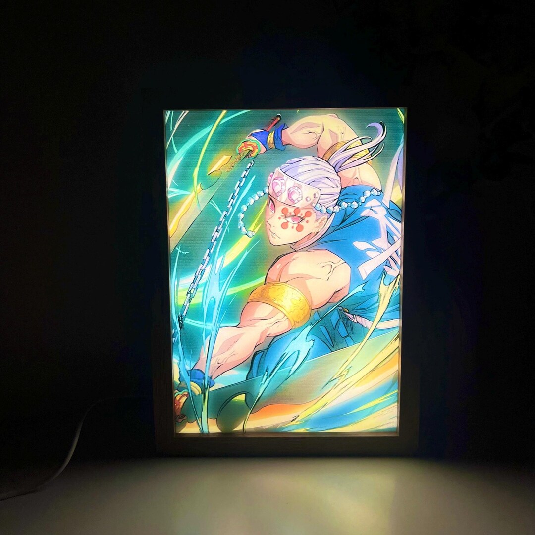 LED Frame Demon Slayer Light-up Painting, Wall Art Light, Wooden Frame ...