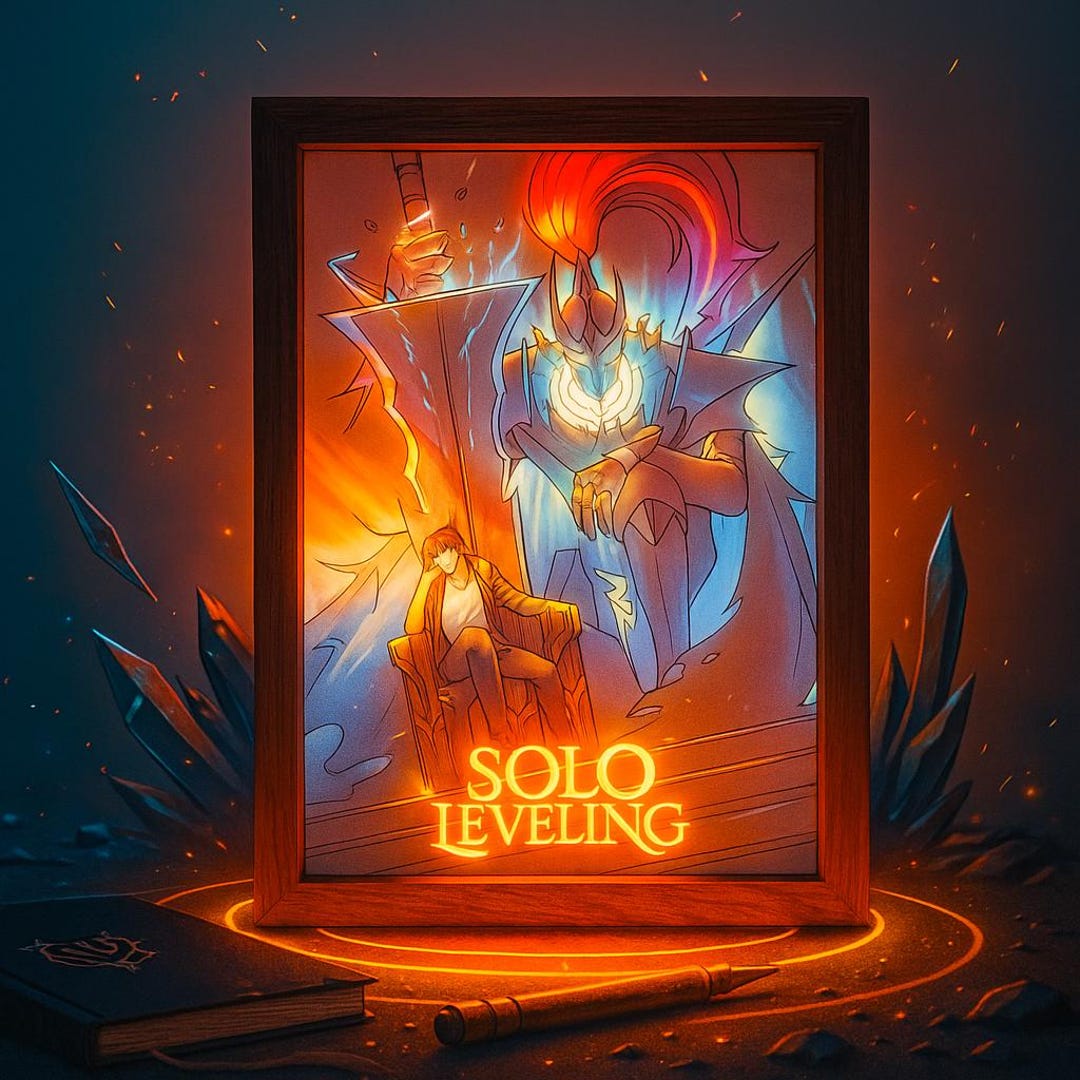 LED Frame Solo Leveling Light-up Painting, Wall Art Light, Wooden Frame ...