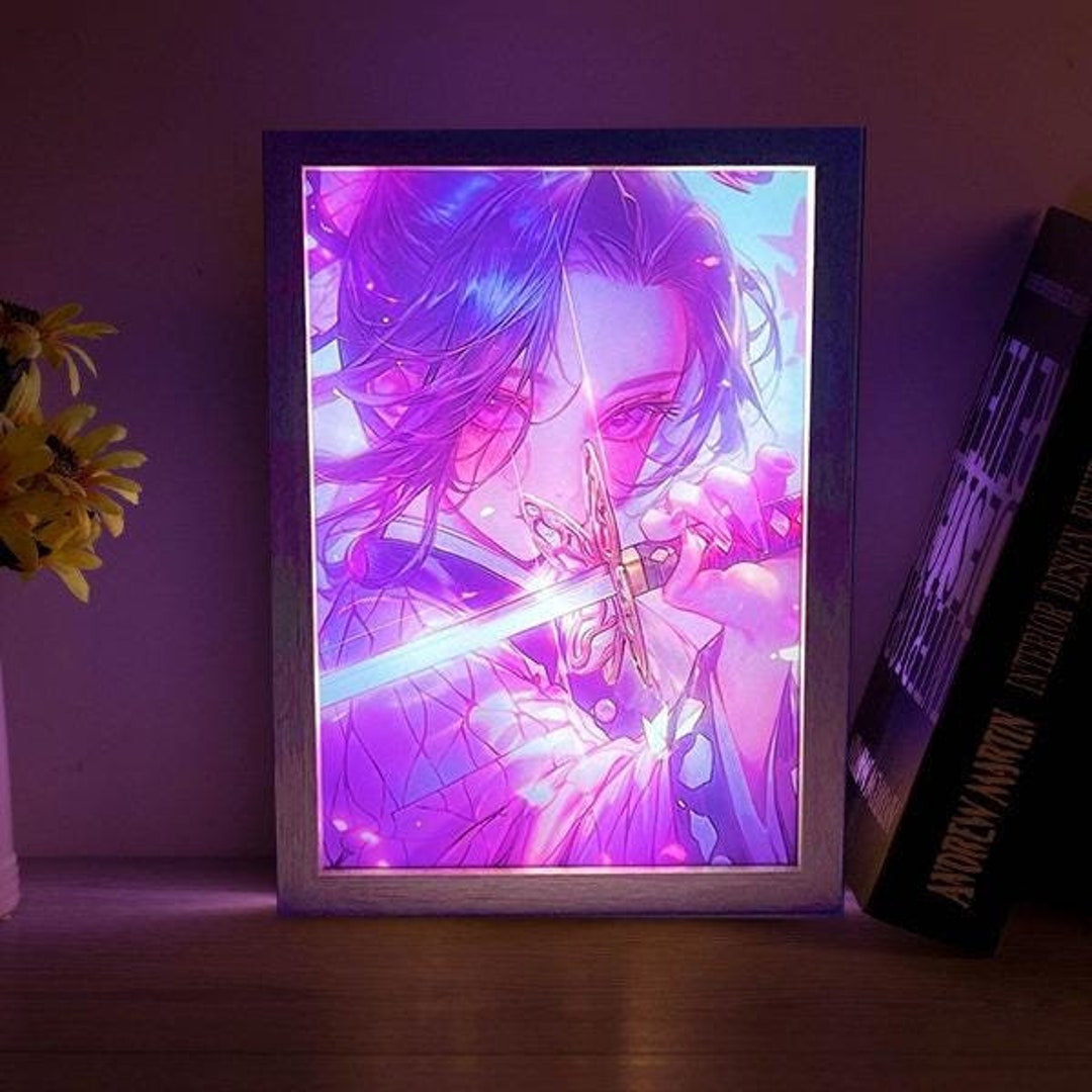 LED Frame Demon Slayer Light-up Painting, Wall Art Light, Wooden Frame ...
