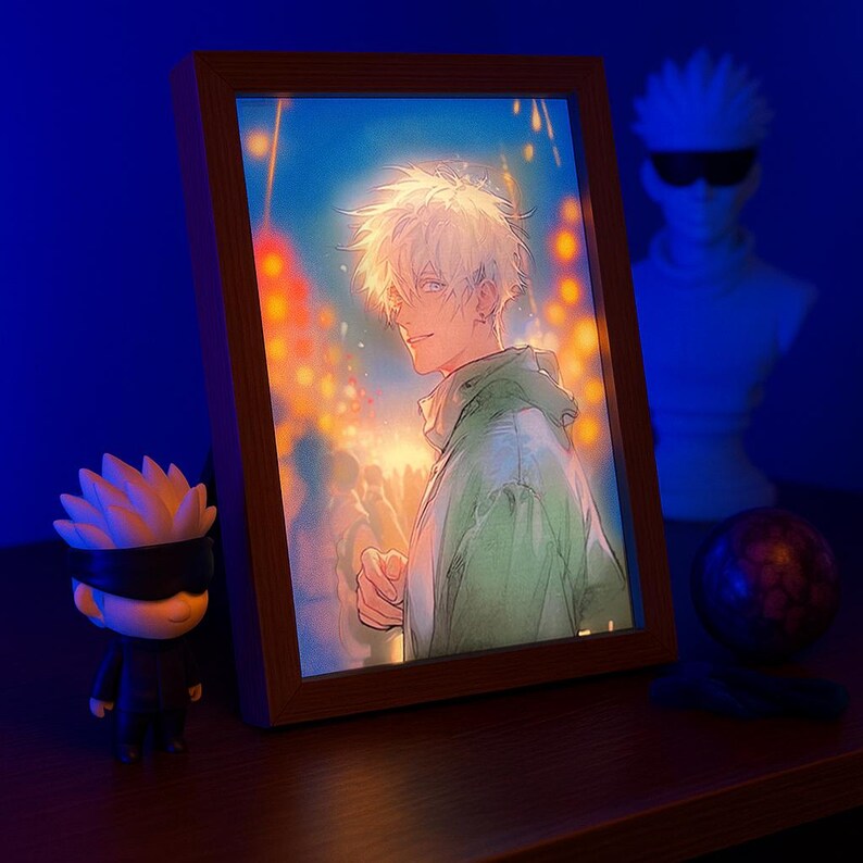 LED Frame Jujutsu Kaisen Gojo Light-up Painting, Wall Art Light, Wooden ...
