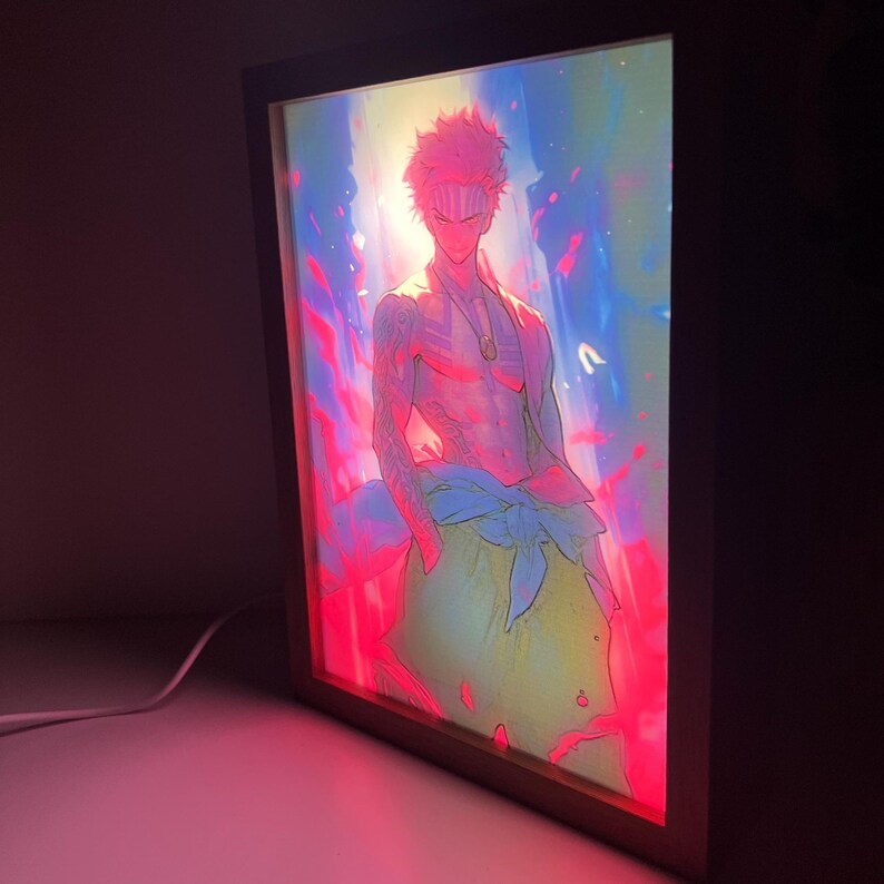 LED Frame Demon Slayer Light-up Painting, Wall Art Light, Wooden Frame ...