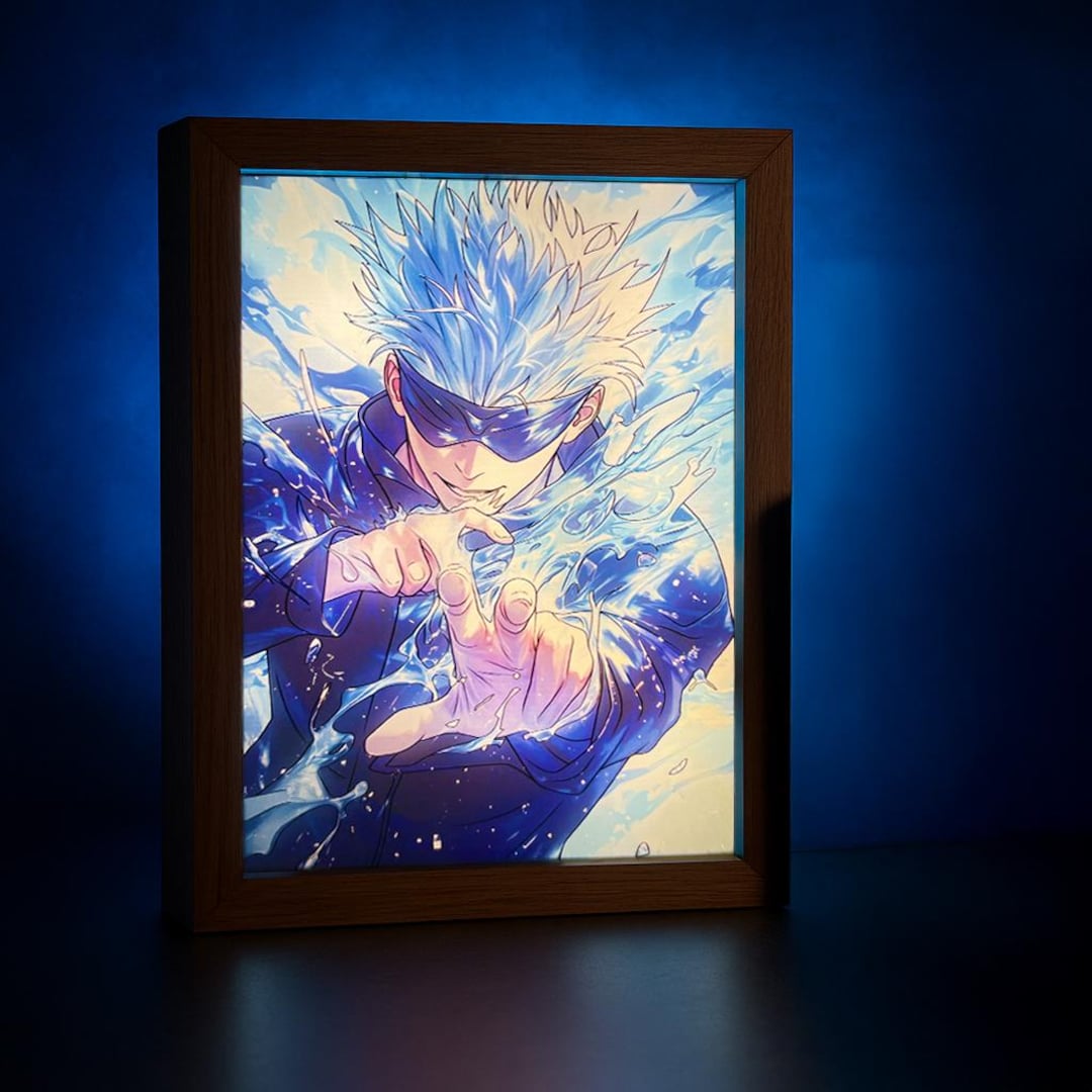 LED Frame Jujutsu Kaisen Gojo Light-up Painting, Wall Art Light, Wooden ...