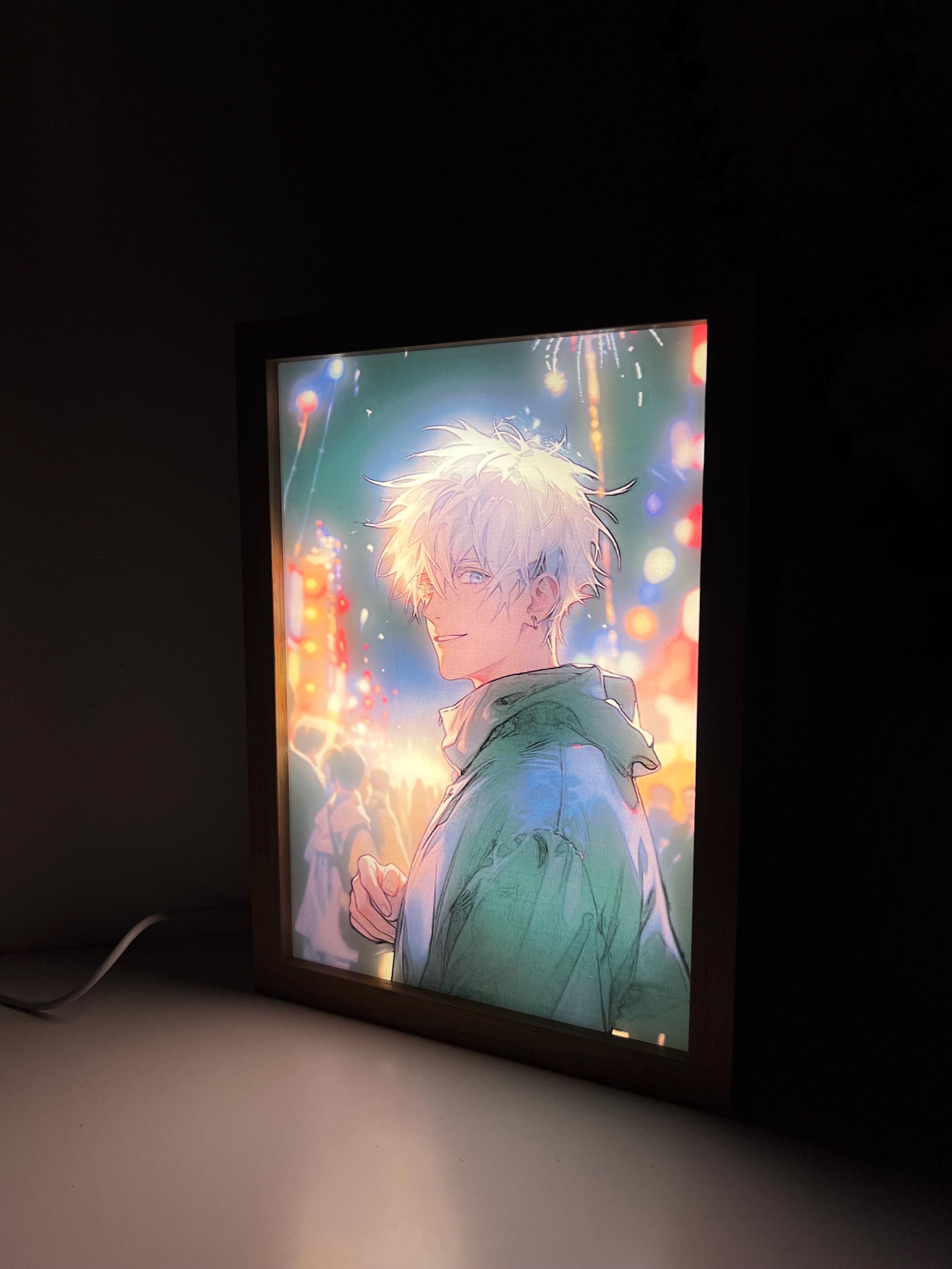 LED Frame Jujutsu Kaisen Gojo Light-up Painting, Wall Art Light, Wooden ...