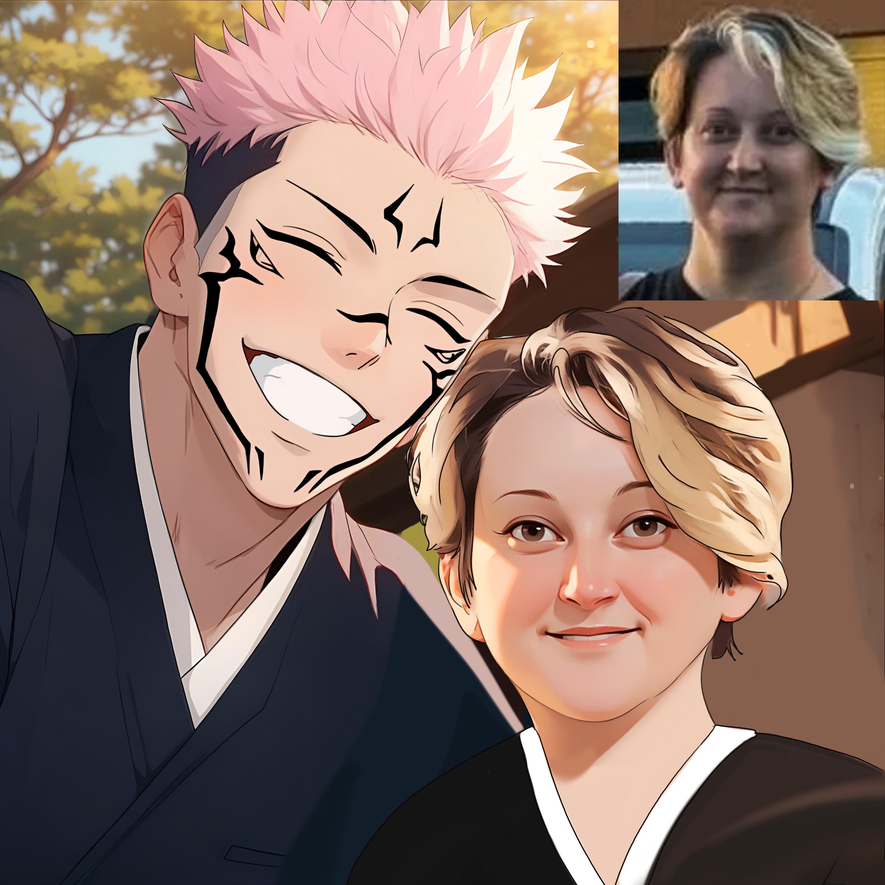 Sukuna Jujutsu Kaisen Portrait, Personalised Cartoon Illustration ...