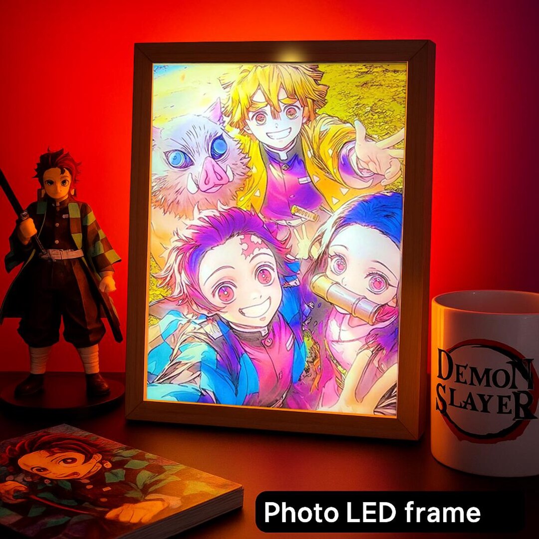 LED Frame Demon Slayer Light-up Painting, Wall Art Light, Wooden Frame ...