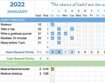 Habit Score Card - Etsy