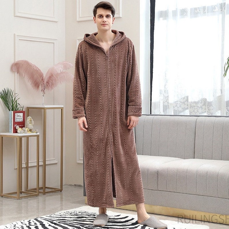 Super Soft Cosy Men Sherpa Zip up Bath Robe Soft Fleece - Etsy