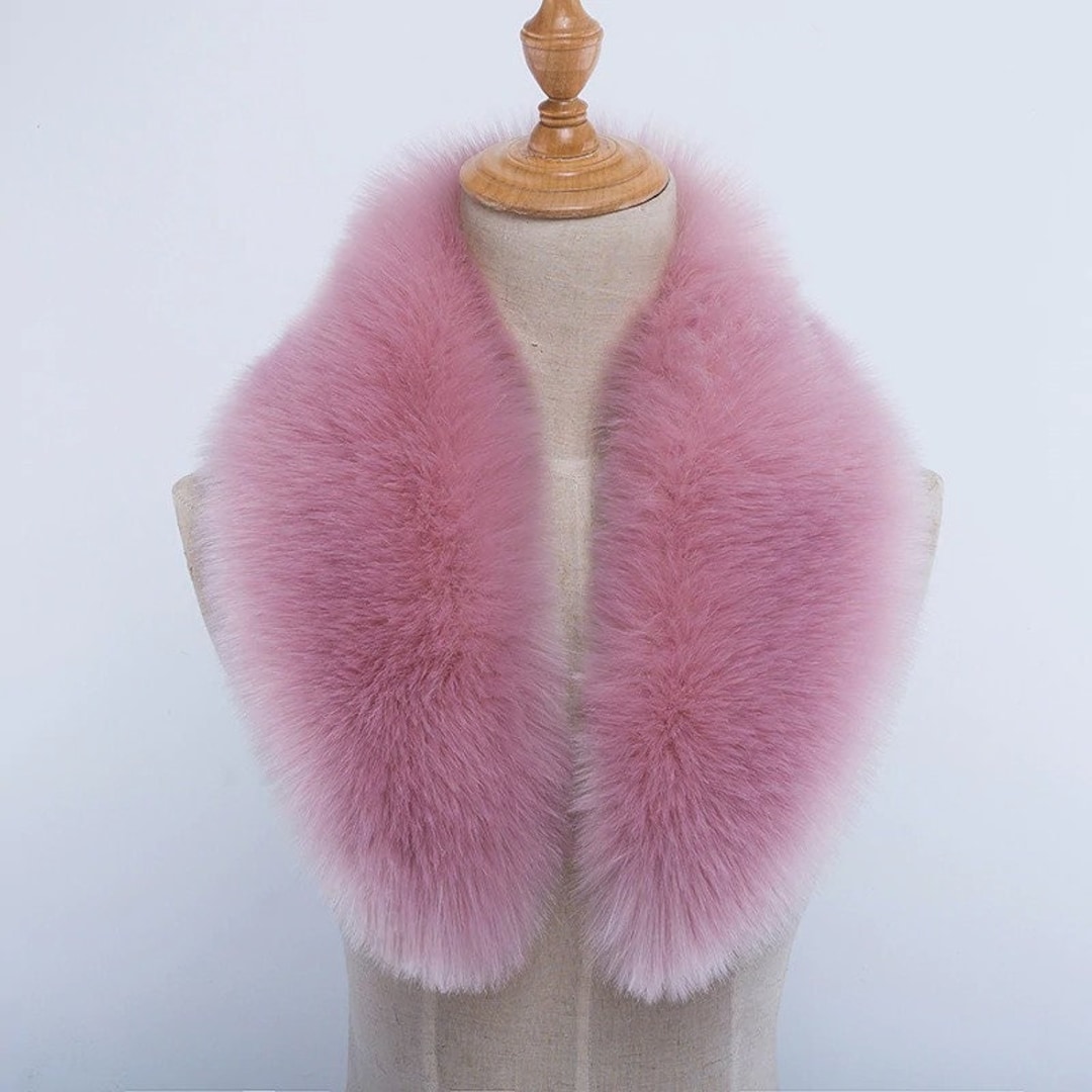 Large Faux Fur Collar Scarf Wrap, Fur Neck Warmer, Warm Winter Down ...
