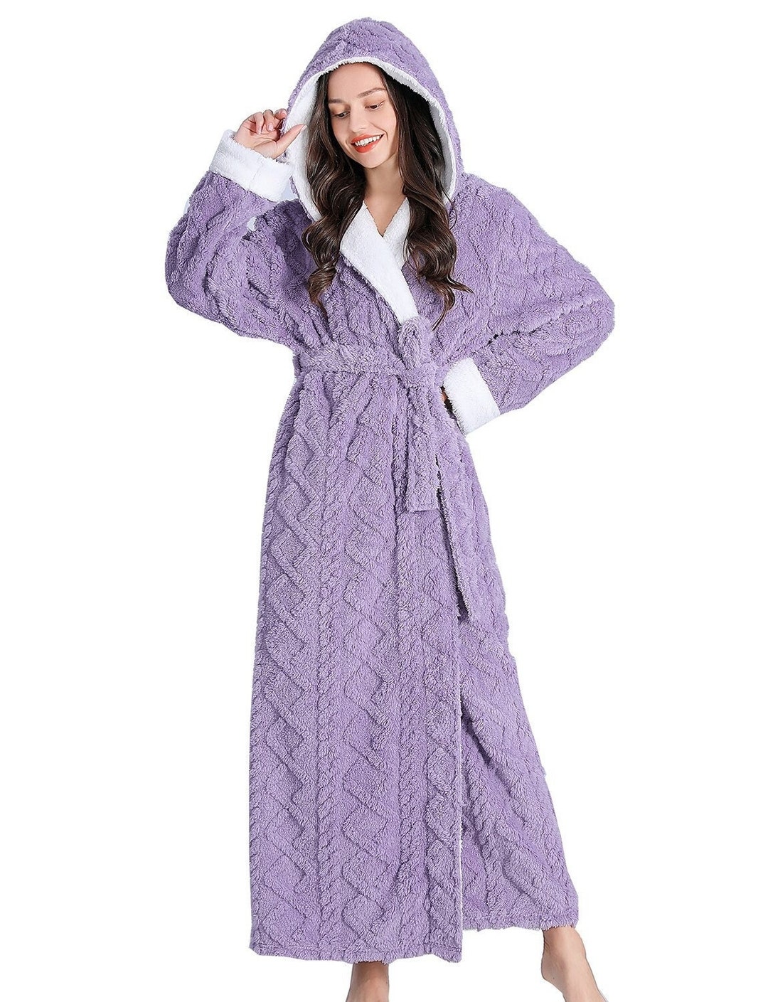 Long Thick Fleece Hooded Dressing Gown for Women Cosy Women - Etsy UK