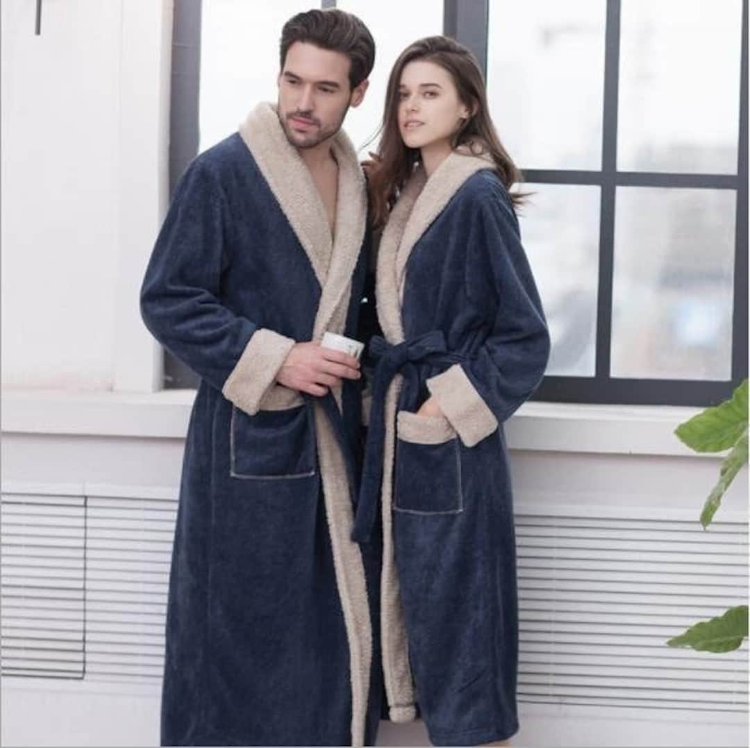 Cosy Couple's Sherpa Bath Robe, Soft Extra Long Fleece Dressing Gown ...