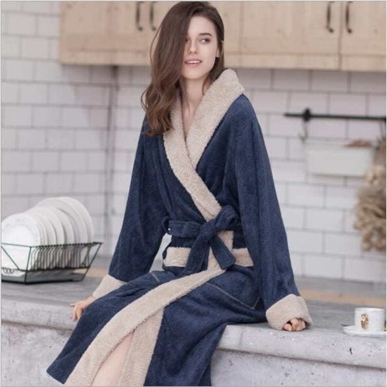 Cosy Couple's Sherpa Bath Robe, Soft Extra Long Fleece Dressing Gown ...