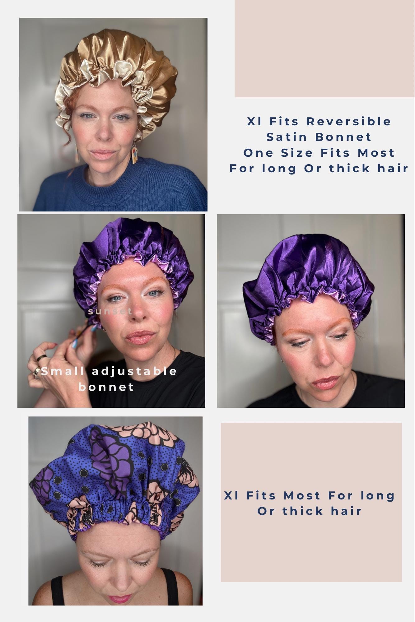 Reversible Satin-lined Bonnet: Overnight Curl Protection, Anti-frizz ...
