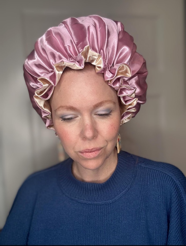 Reversible Satin-lined Bonnet: Overnight Curl Protection, Anti-frizz ...