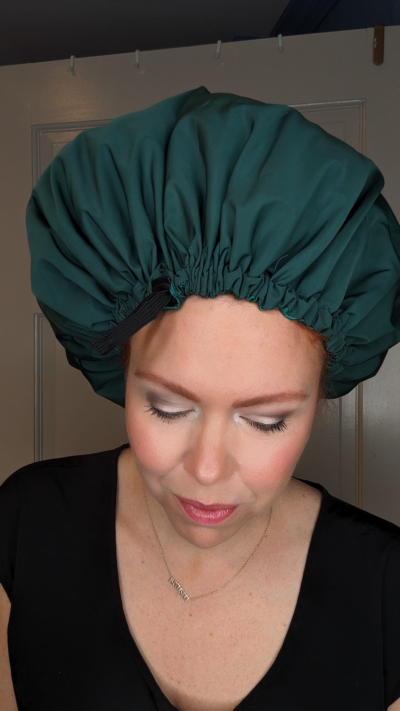 Reversible Satin-lined Curly Bonnet: Water-resistant Shower Essential ...