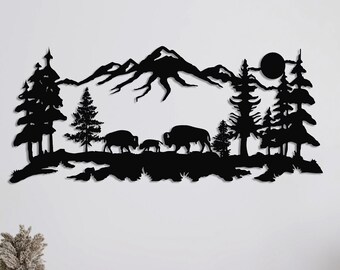 Metal Bison Wall Art - Etsy