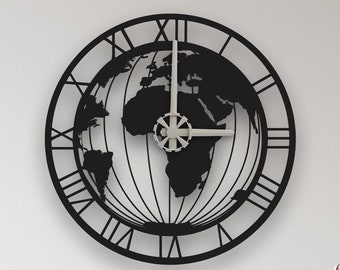 Metal World Wall Clock - Etsy