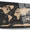 World Map Tempered Glass Wall Art, Map Glass Printing, World Map Glass ...