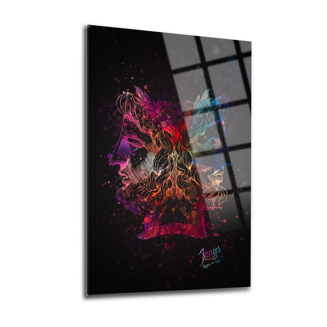 Janus Wall Decor, Glass Wall Art, Frameless Free Floating Tempered ...