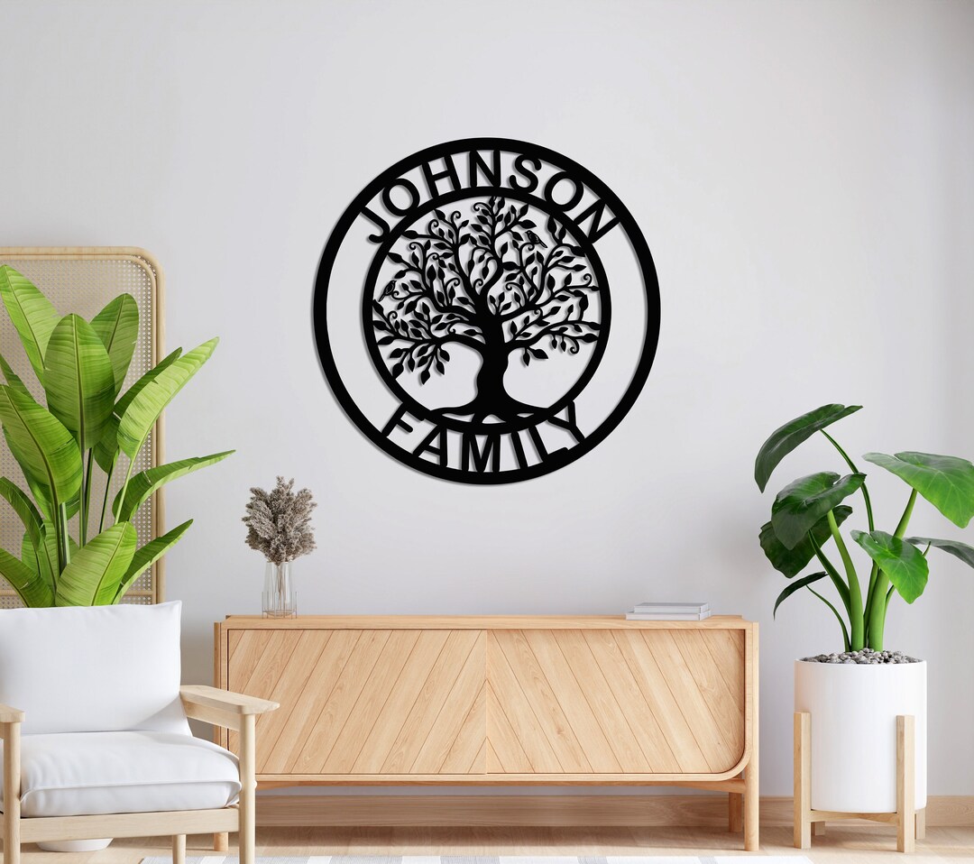 Metal Family Tree Decor, Personalized Family Tree Wall Art, Metal Wall ...