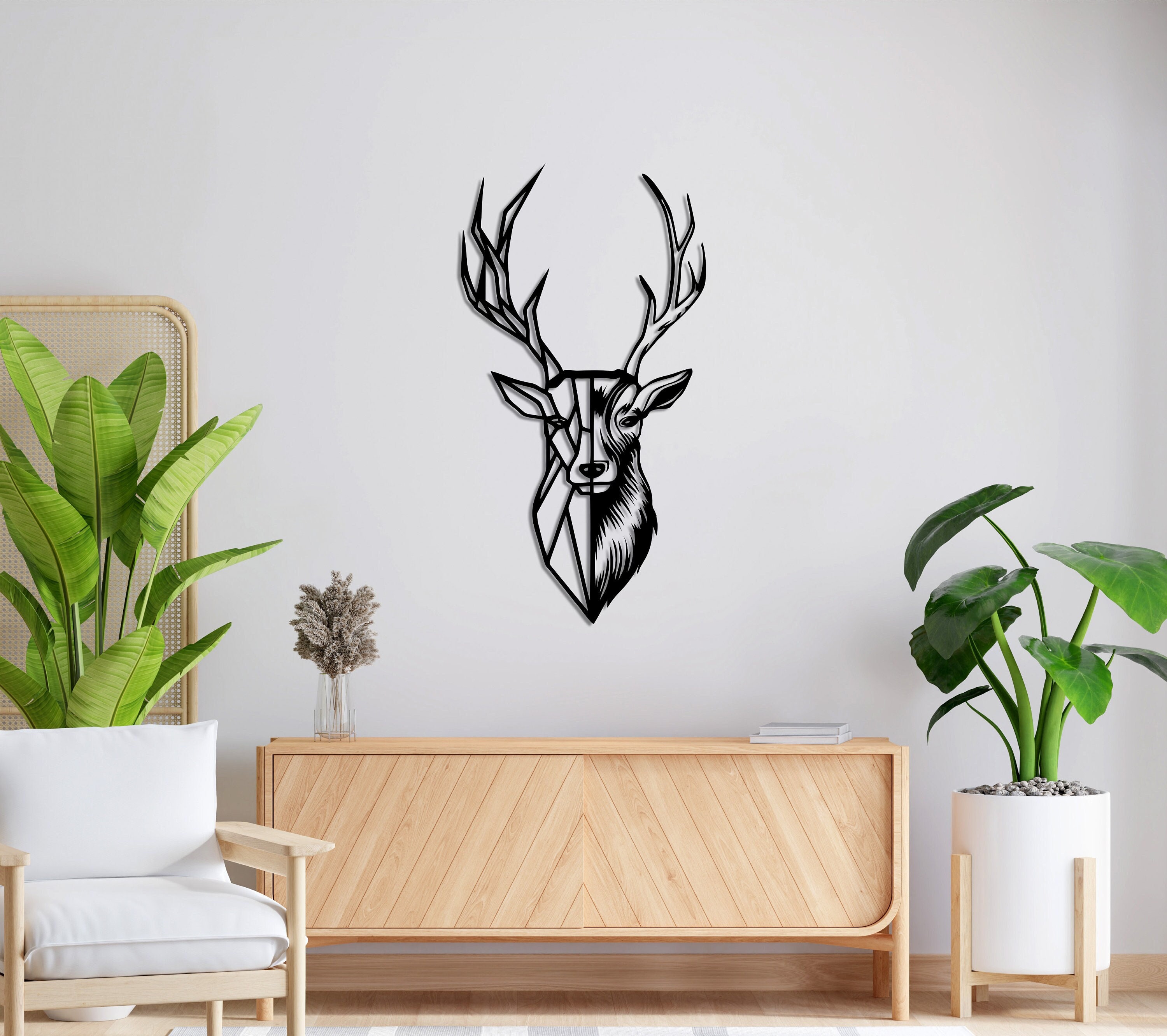 Metal Deer Decor, Geometric Dear Head Wall Art, Metal Wall Art, Home ...