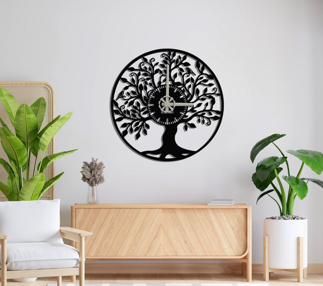 Family Tree Clocks for Wall, Wall Clock, Modern Metal Wall Clock, Large ...