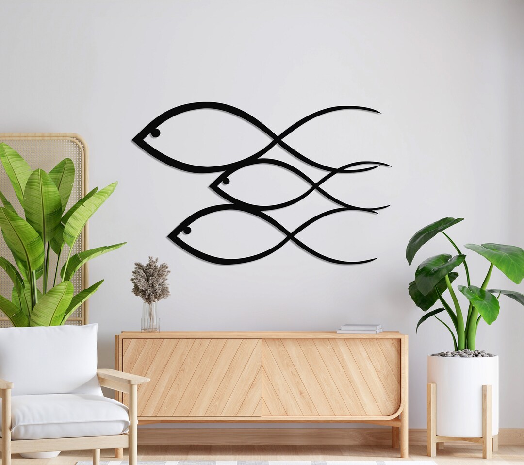 Metal Fish Decor, Fish Family Wall Art, Home Office Decoration ...