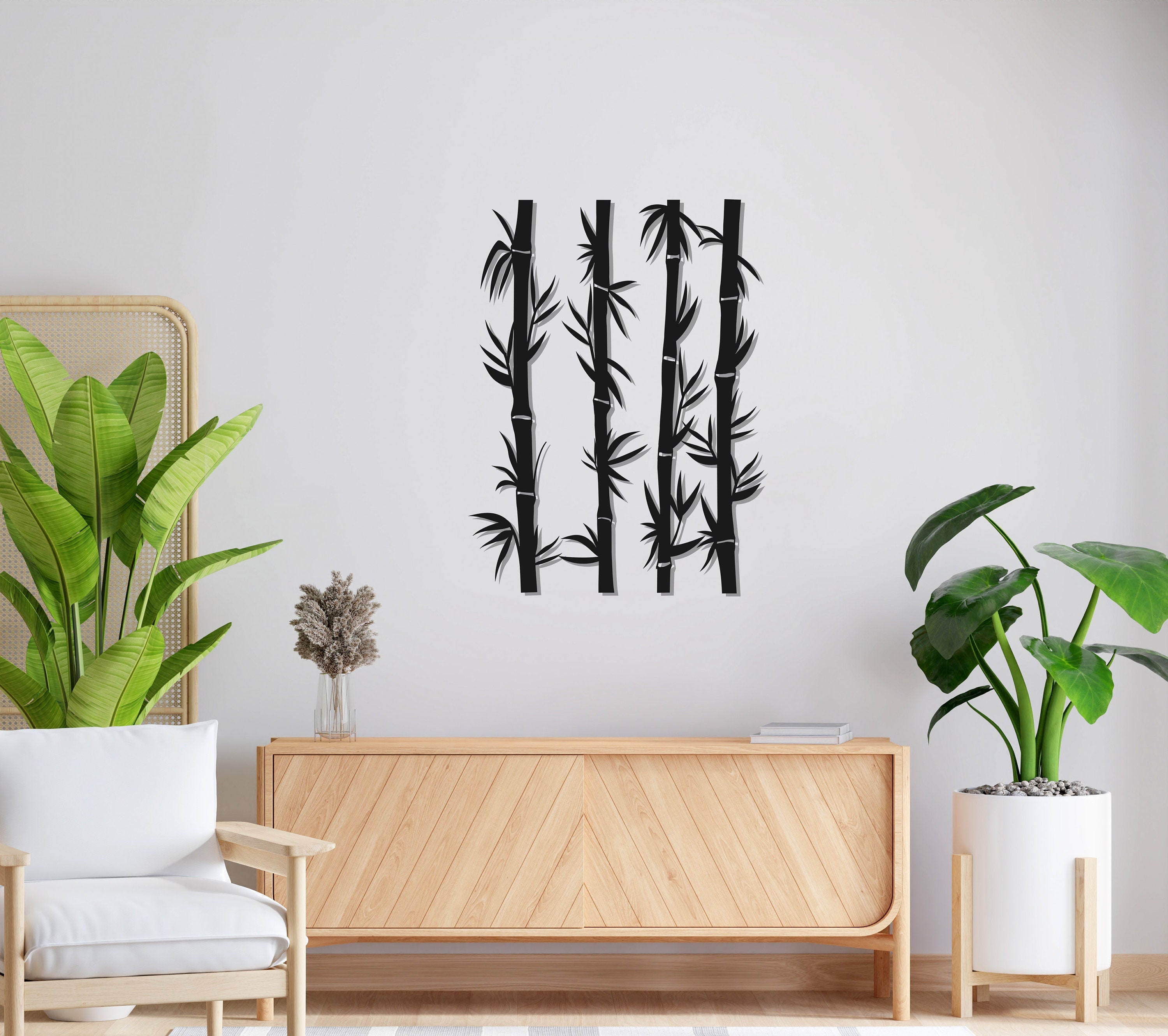 Metal Bamboo Wall Art, Metal Wall Art, Home Office Decoration, Bamboo ...