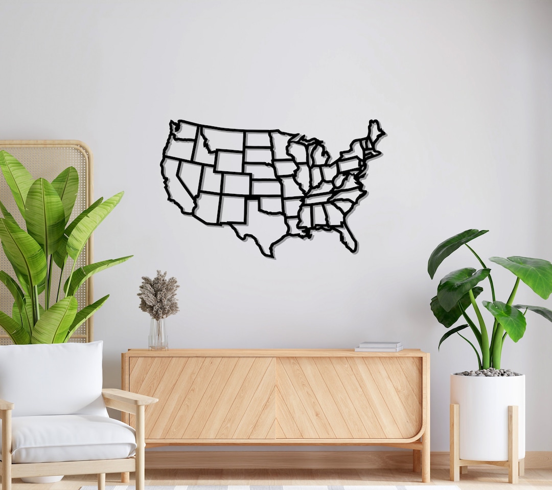 Metal States of America Decor, Us Map Wall Art, Metal Wall Art, Home ...