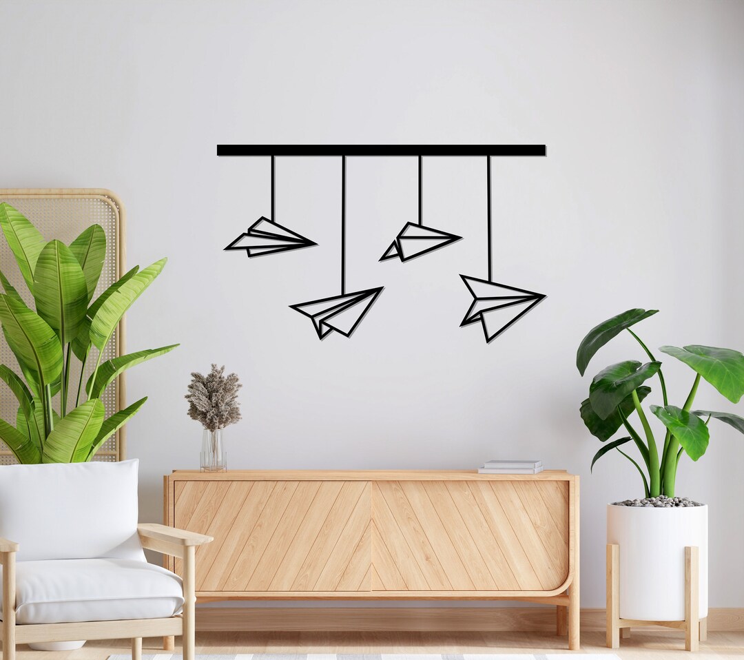 Metal Paper Plane Wall Art, Metal Wall Art, Home Office Decoration ...