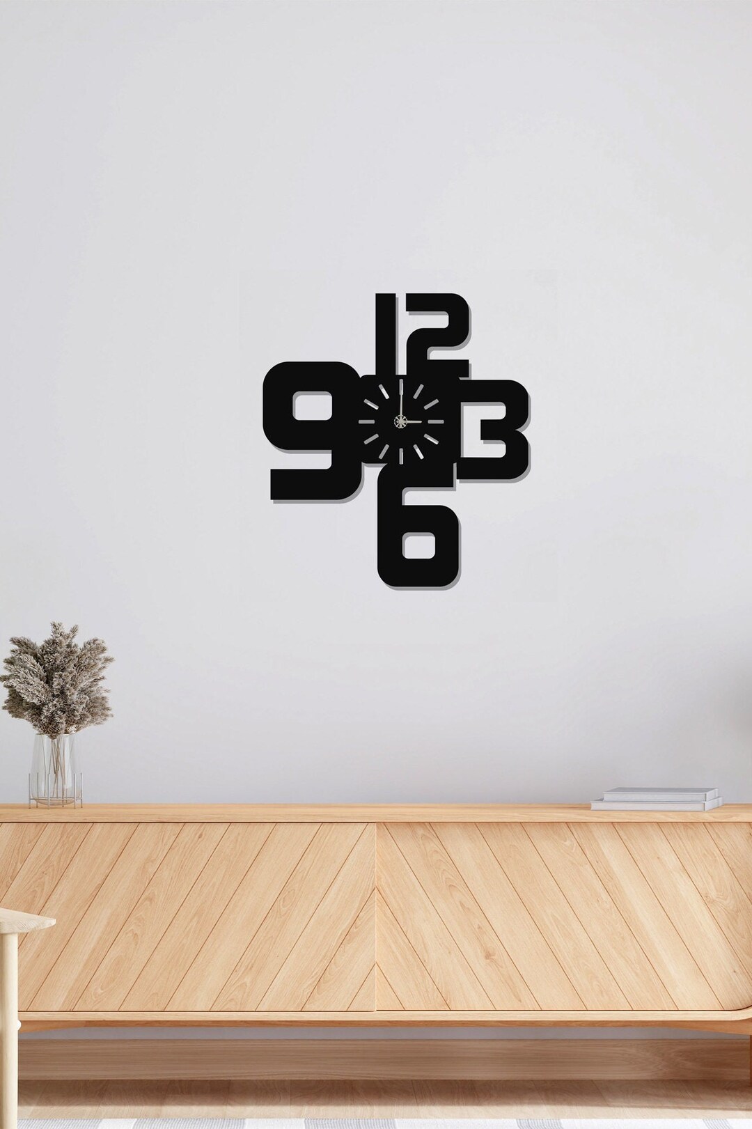 Bold Number Clocks for Wall, Wall Clock, Modern Metal Wall Clock, Large ...