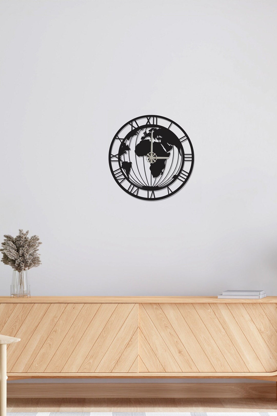 World Map Wall Clocks, Wall Clock, Modern Metal Wall Clock, Large Wall ...