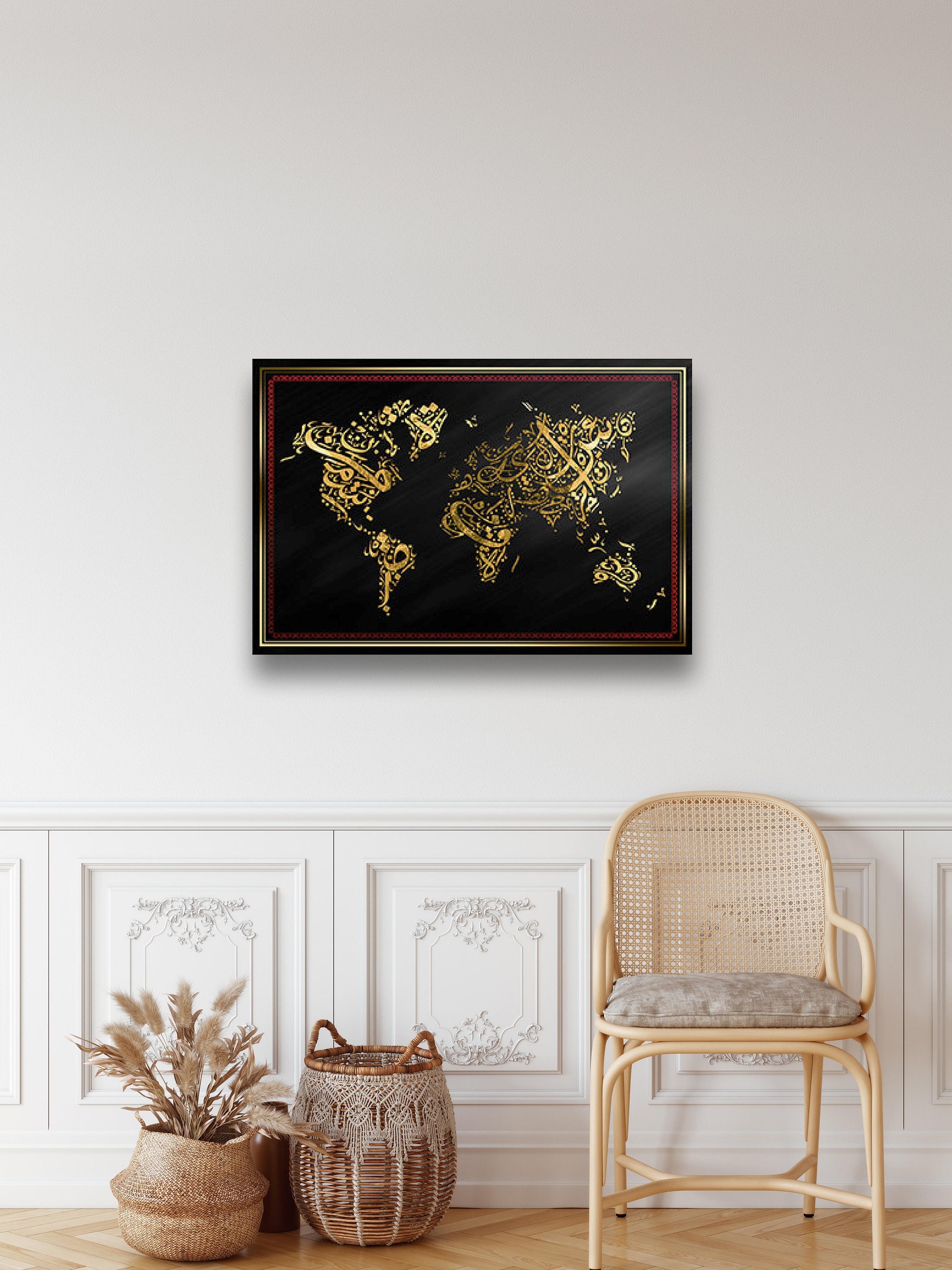 Islamic World Map Wall Decor Glass Wall Art Islamic Home - Etsy
