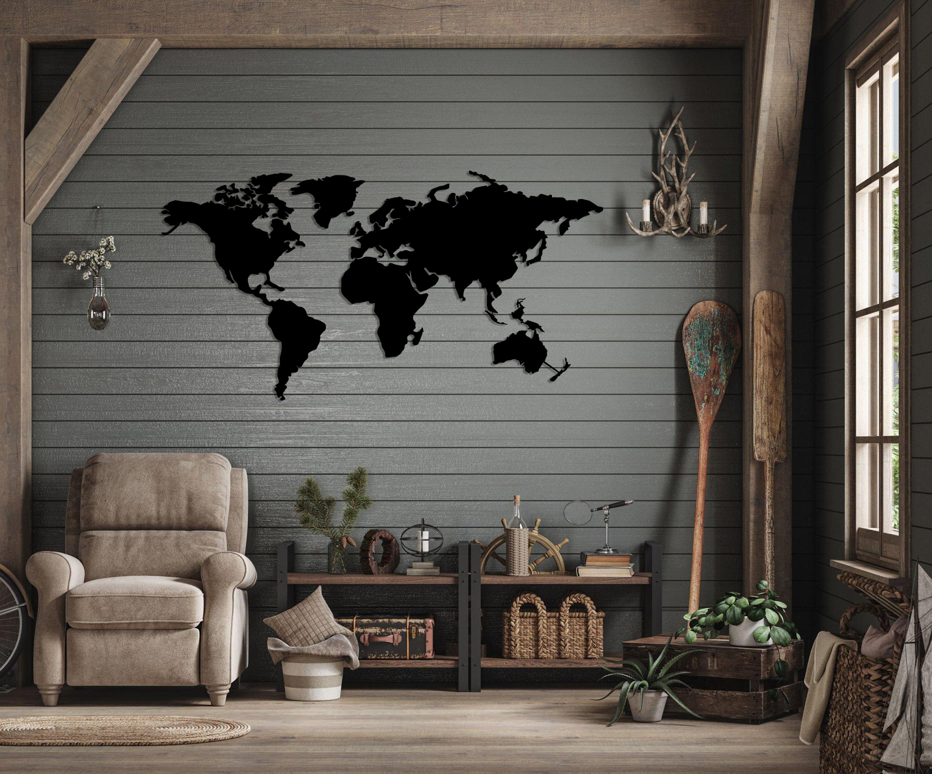 Metal World Map Decor, Metal World Map Wall Art, Metal Wall Art, Home ...