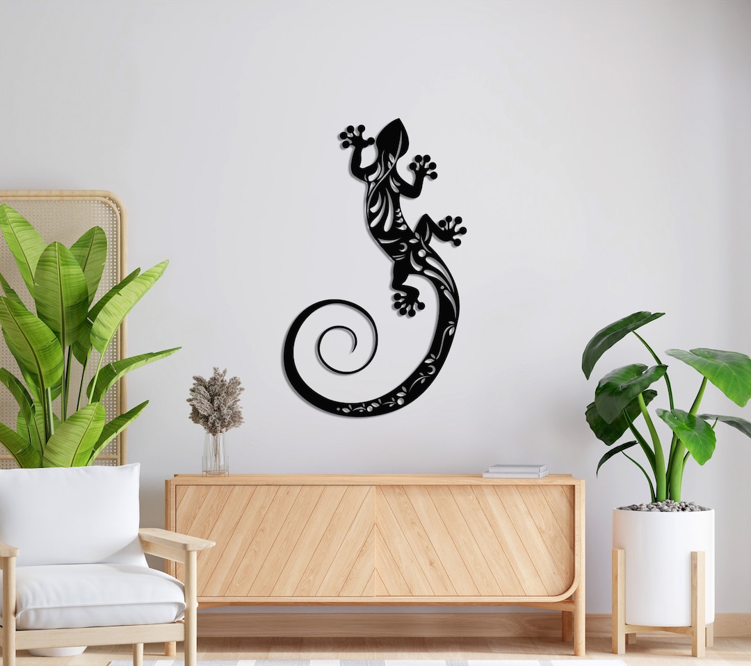 Metal Lizard Decor, Unique Lizard Wall Art, Metal Wall Art, Home Office ...