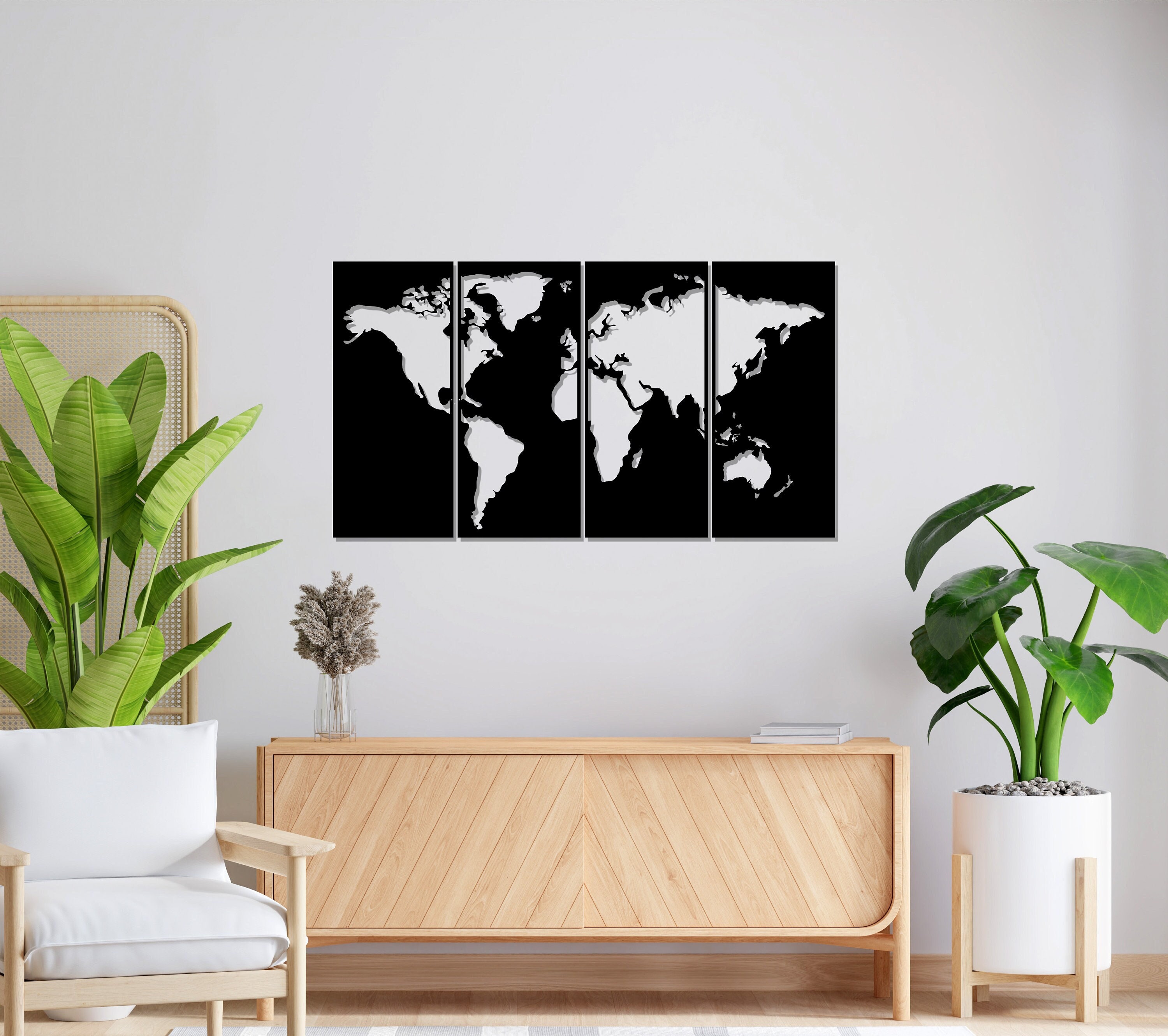 Metal Large World Map Decor, World Map Wall Art, Metal Wall Art, Home ...