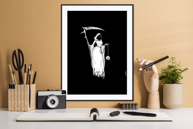 Grim Reaper Illustration Aesthetic Poster for Halloween - Etsy