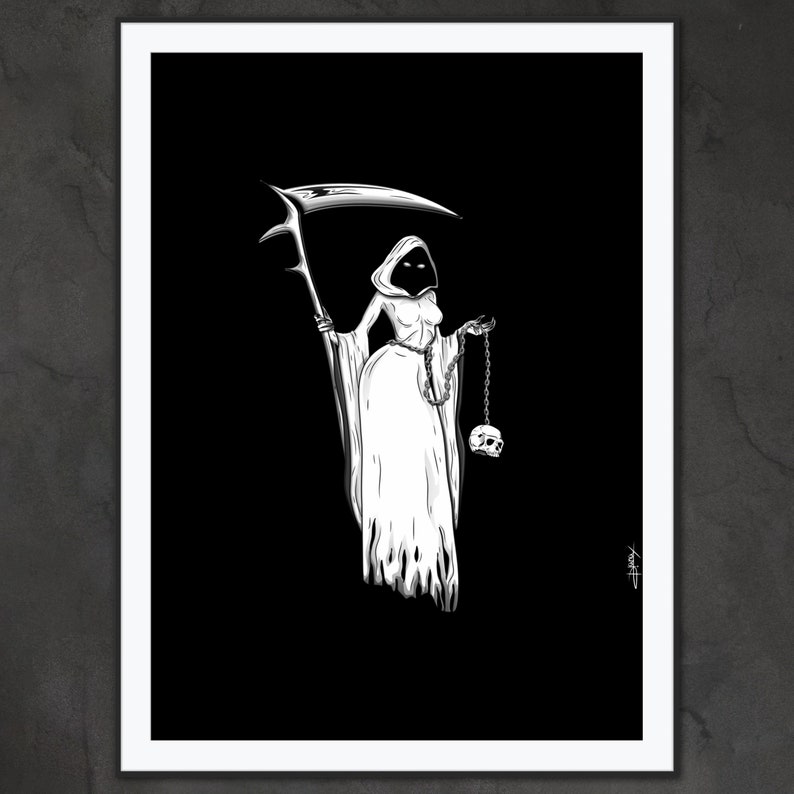 Grim Reaper Illustration Aesthetic Poster for Gothic Decor - Etsy