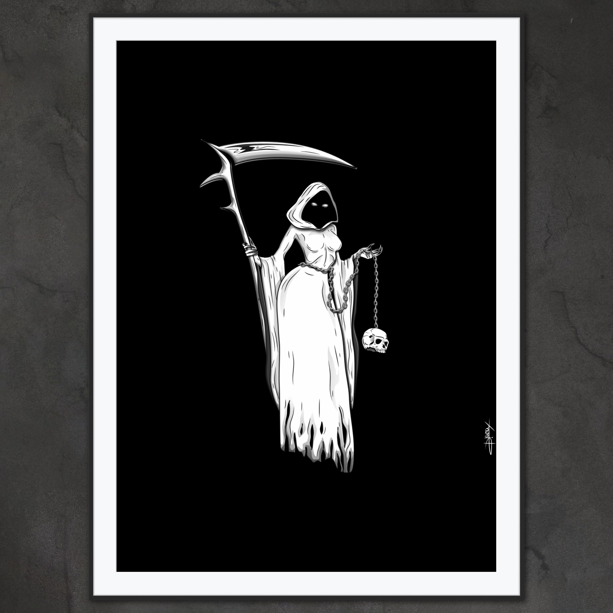 Grim Reaper Illustration Aesthetic Poster for Gothic Decor Printable ...