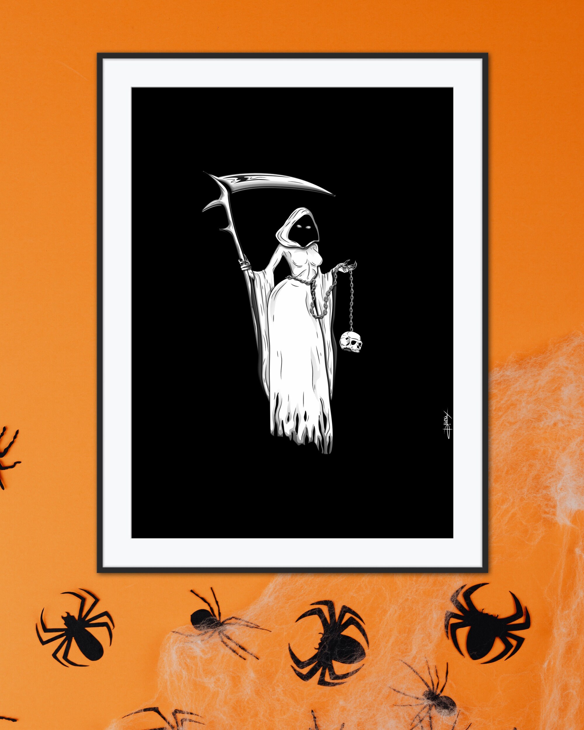 Grim Reaper Illustration Aesthetic Poster for Gothic Decor Printable ...