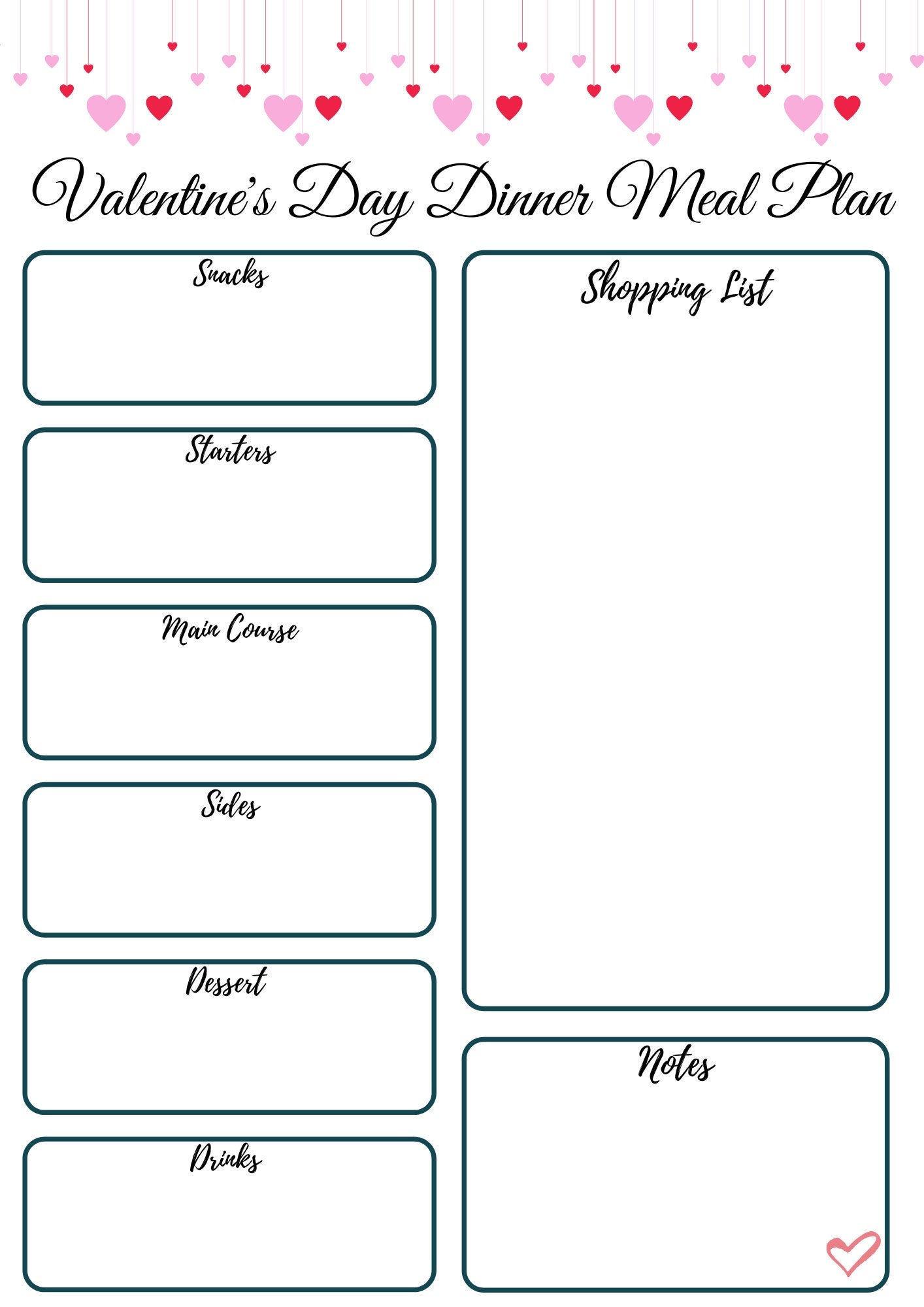 Paper Paper & Party Supplies Digital Printable Shopping List Valentine ...