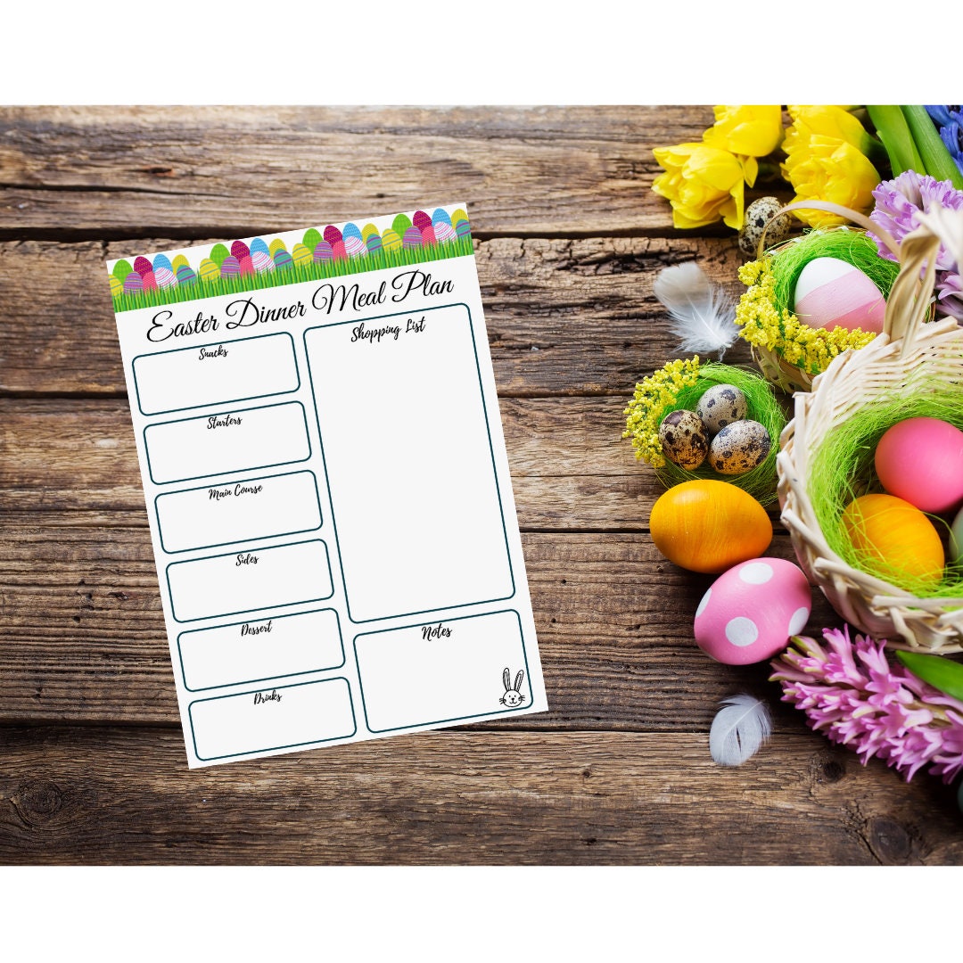 Easter Dinner Meal Planner, Printable Menu & Shopping List (A4 PDF) - Etsy