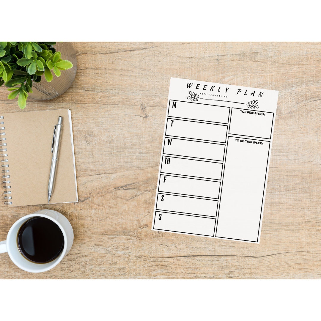 Simple Weekly Portrait Planner, Weekly Planning, Weekly Plan, Organizer ...