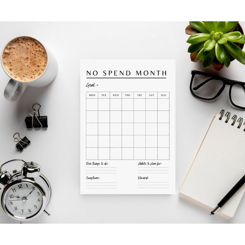 No Spend Month Challenge, No Spend Tracker, No Spend Calendar, No Spend ...