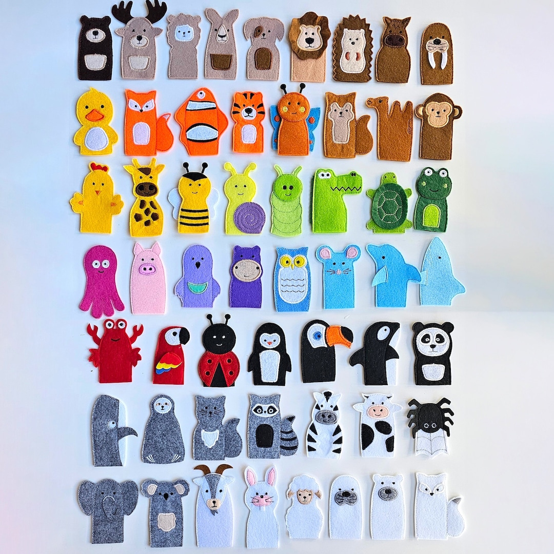 Make Your Own Felt Finger Puppets Set, Animal Puppets, Educational ...