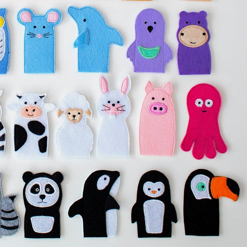 Make Your Own Felt Finger Puppets Set Animal Puppets - Etsy