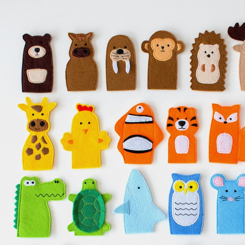 Make Your Own Felt Finger Puppets Set Animal Puppets - Etsy