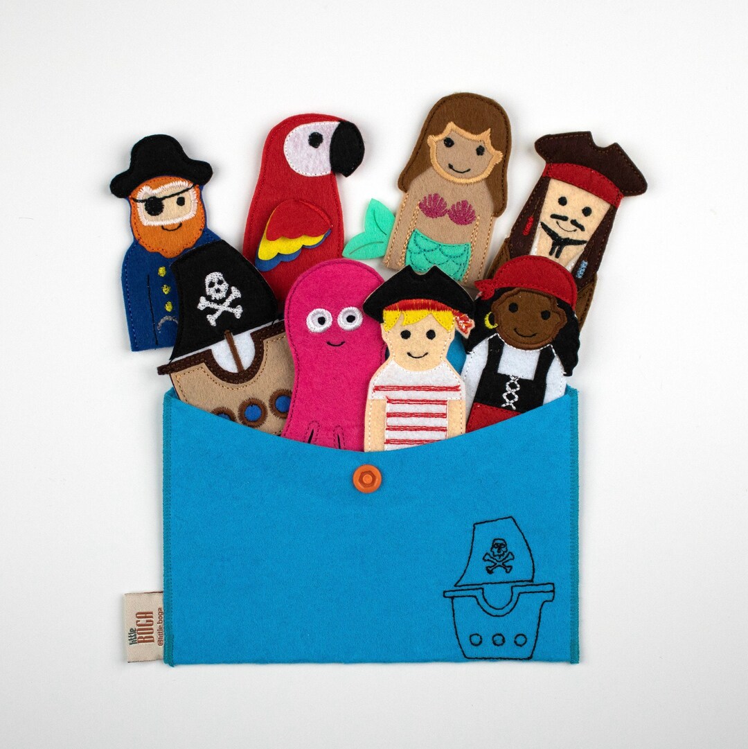 PIRATES Felt Finger Puppet Set, Educational Activities for Toddlers ...